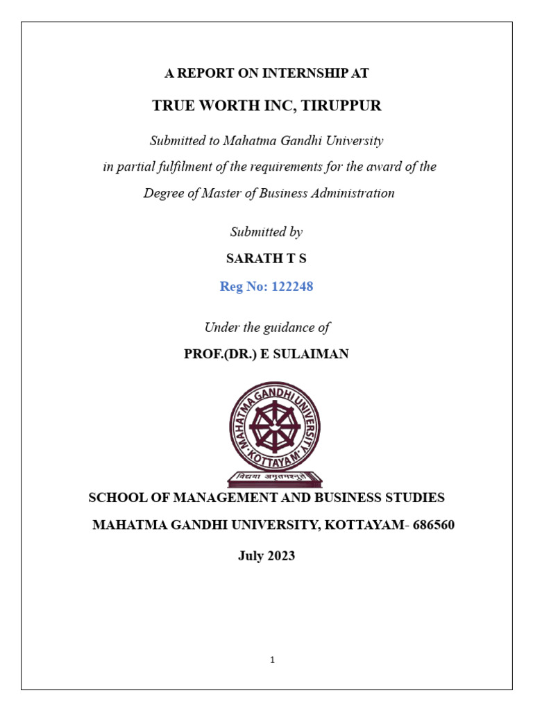 Sarath TS Report | PDF | Textiles | Clothing Industry