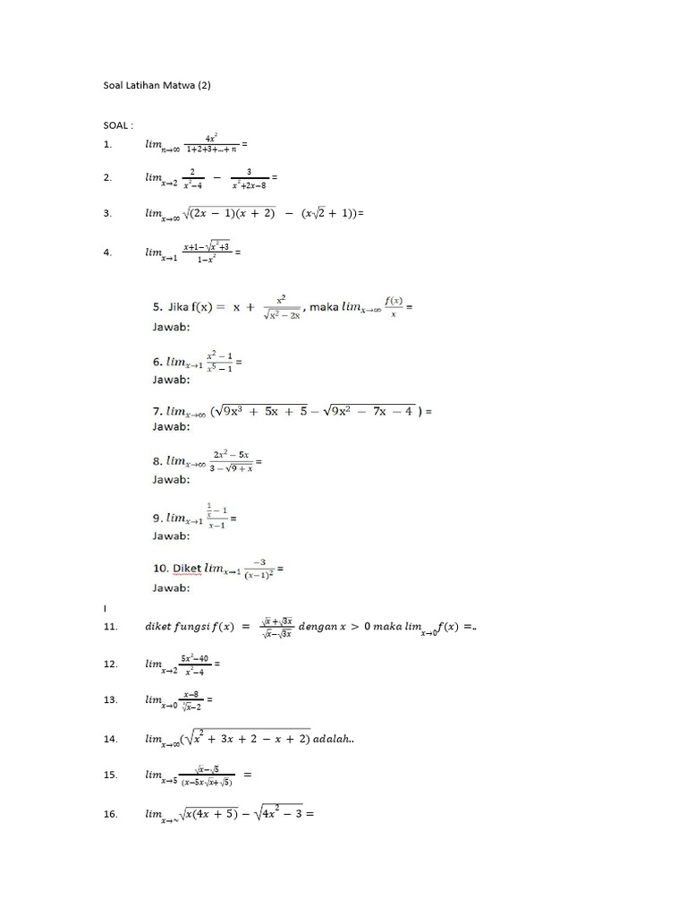 Soal Latihan Matwa (Dengan Jawaban) - 240402 - 112631 | PDF
