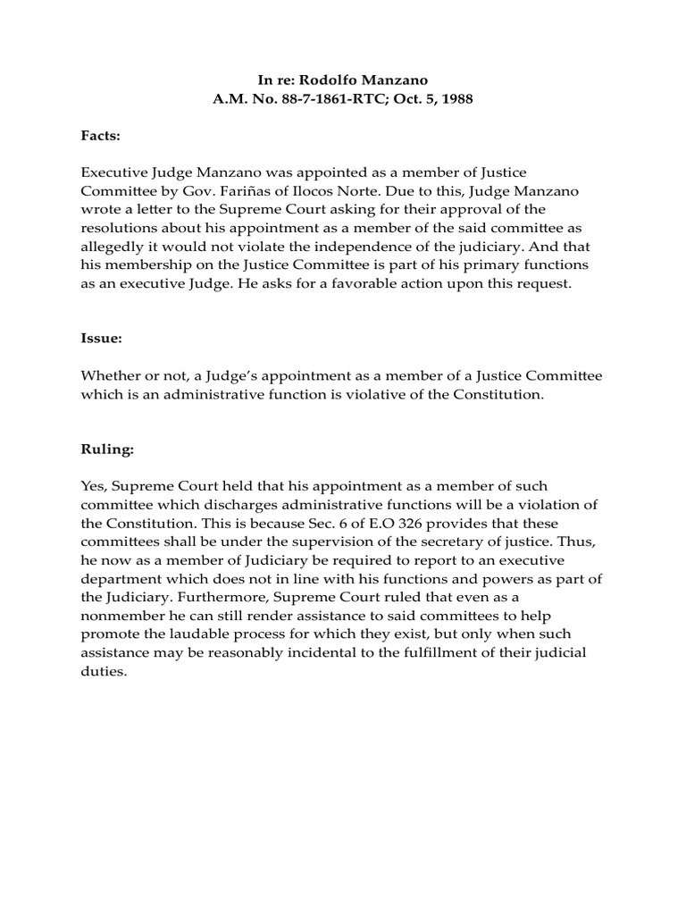Judge Manzano's Committee Appointment Ruling | PDF | Law