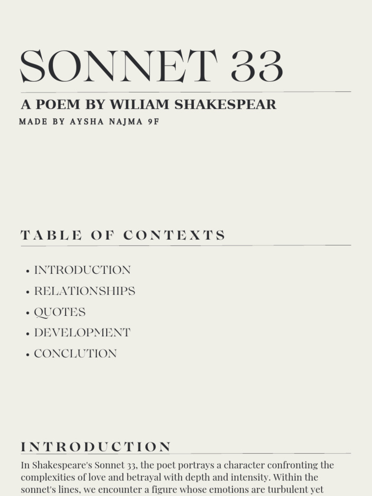 Sonnet 33 | PDF | Psychological Resilience | Sonnets
