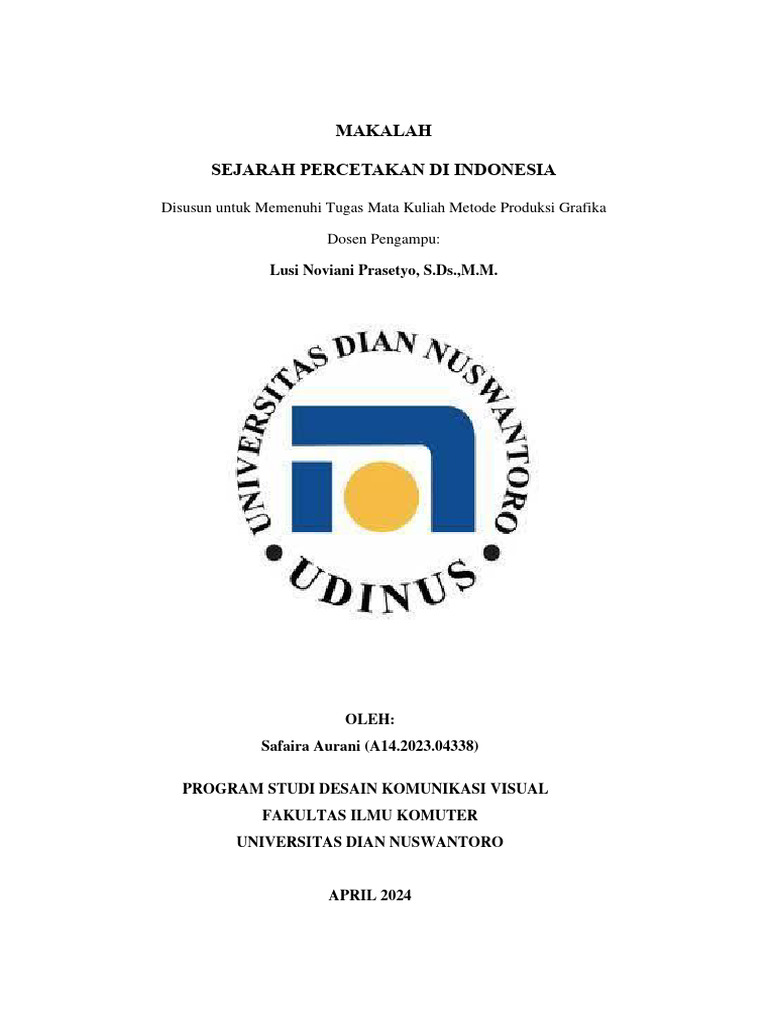 Makalah Sejarah Percetakan | PDF