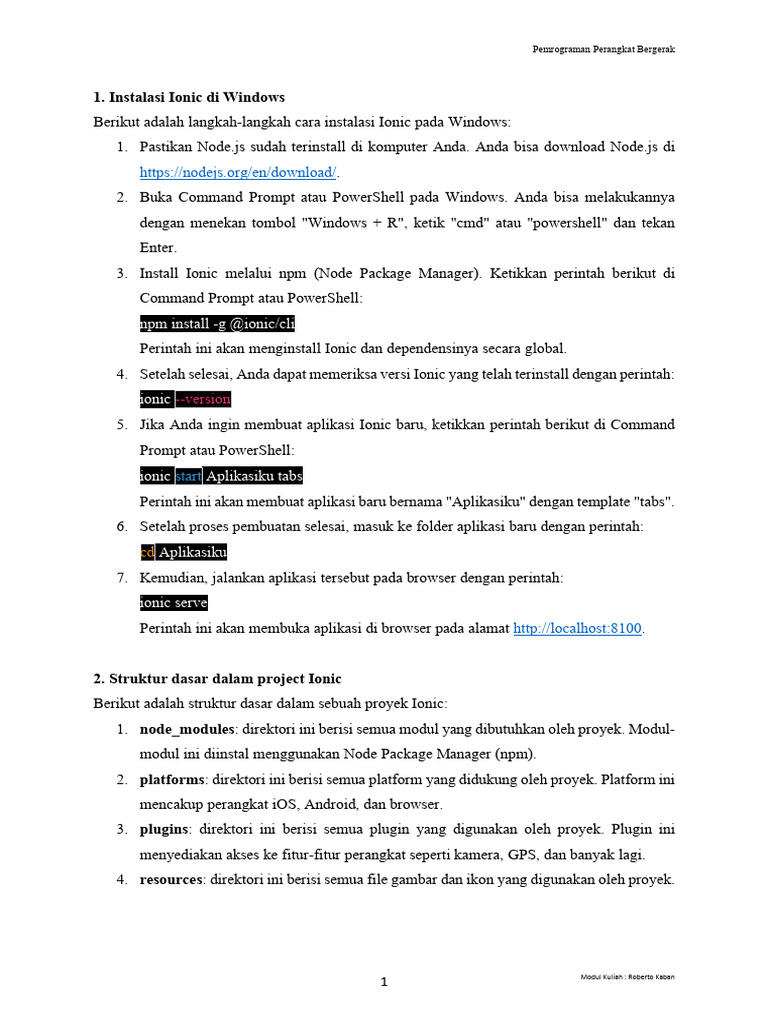 2.Instalasi Dan Pengenalan Ionic | PDF