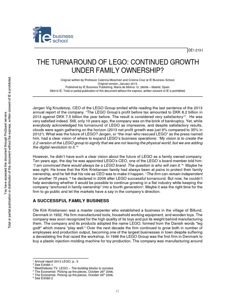 The Turnaround of Lego Continued Growth | PDF | Lego | Toy Companies Of ...