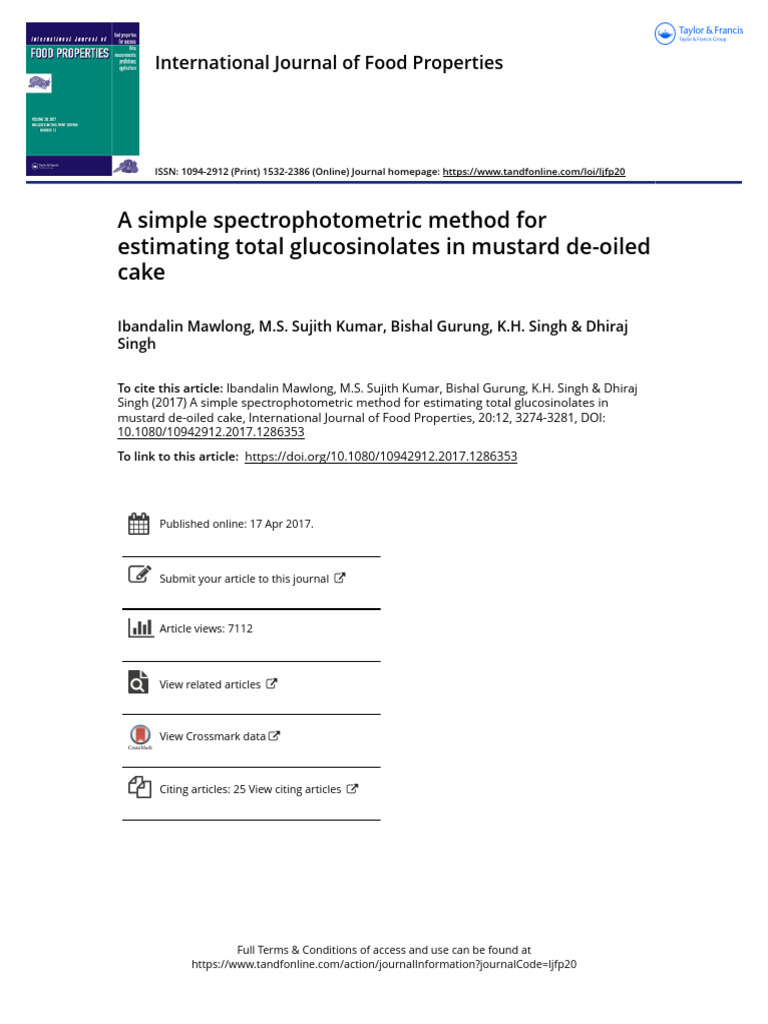 A Simple Spectrophotometric Method for Estimating Total Glucosinolates ... A Simple Spectrophotometric Method for Estimating Total Glucosinolates ...