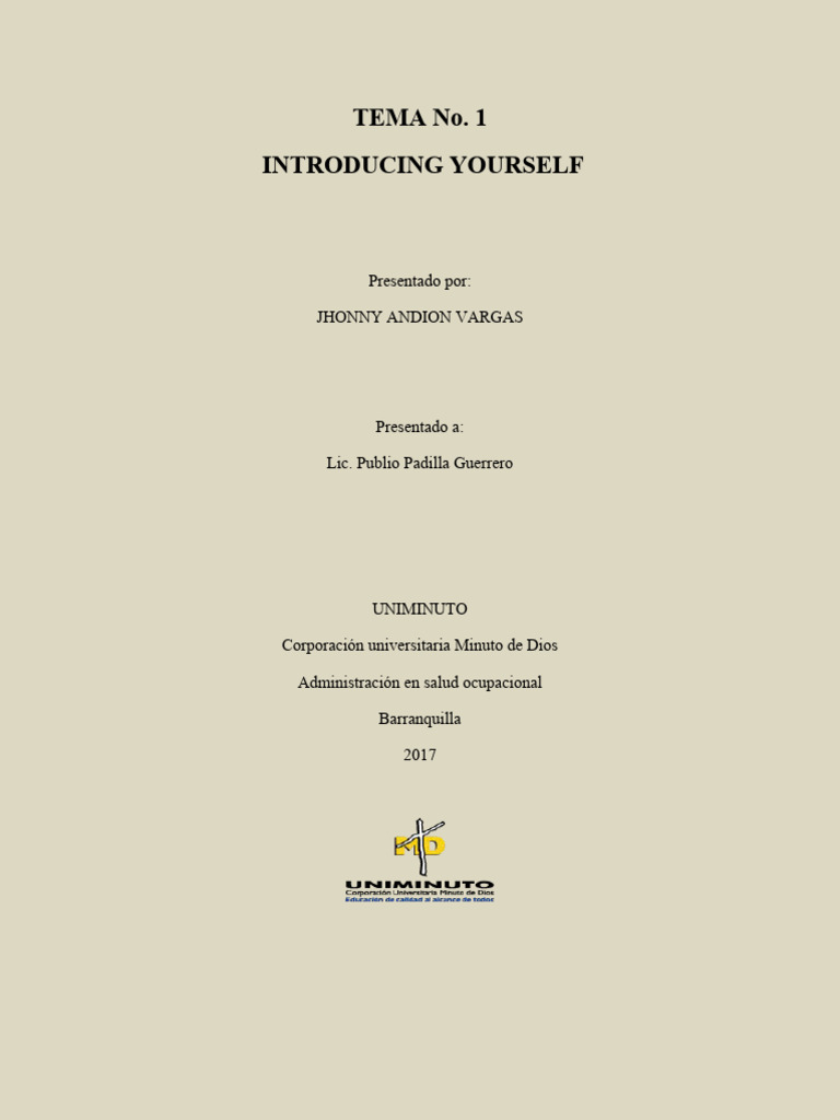 TEMA No. 1 Introducing yourself | PDF