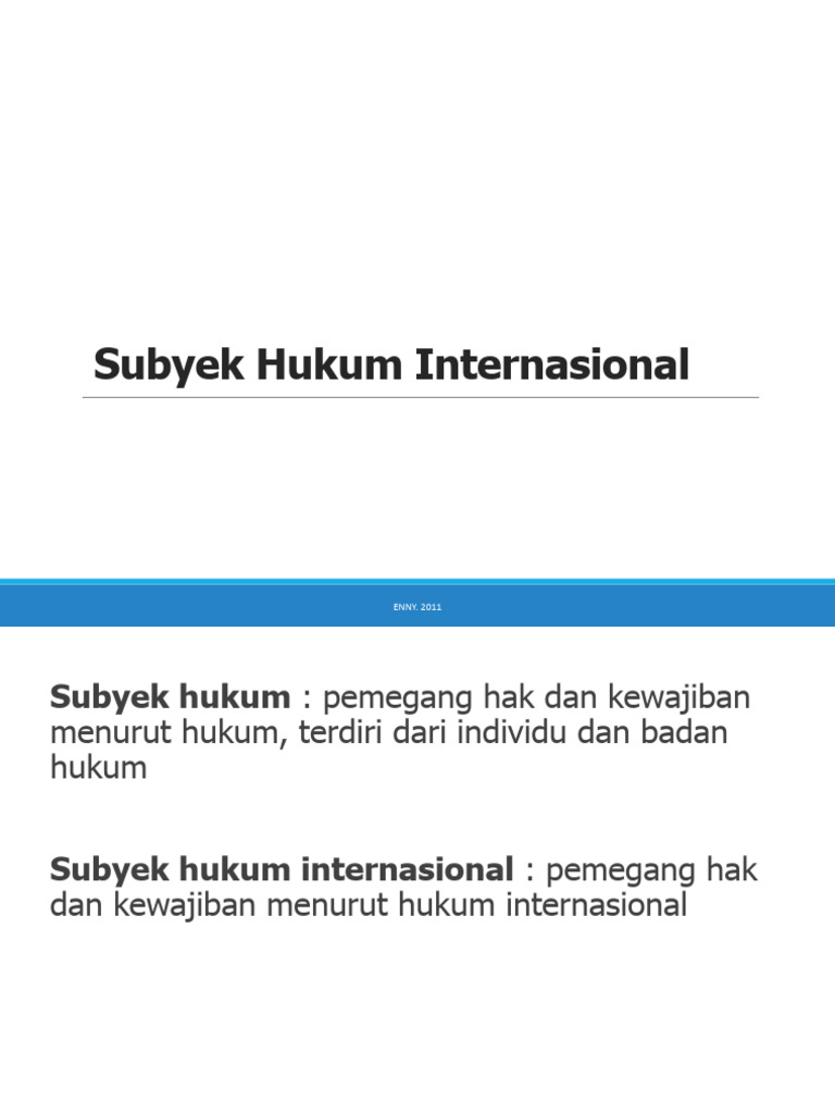 Subyek Hukum Internasional dan Kategorinya | PDF
