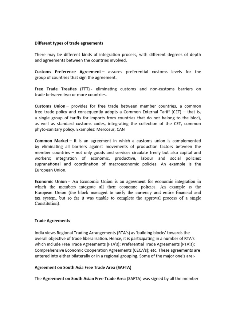 Trade Agreements | PDF | Economies | Trade
