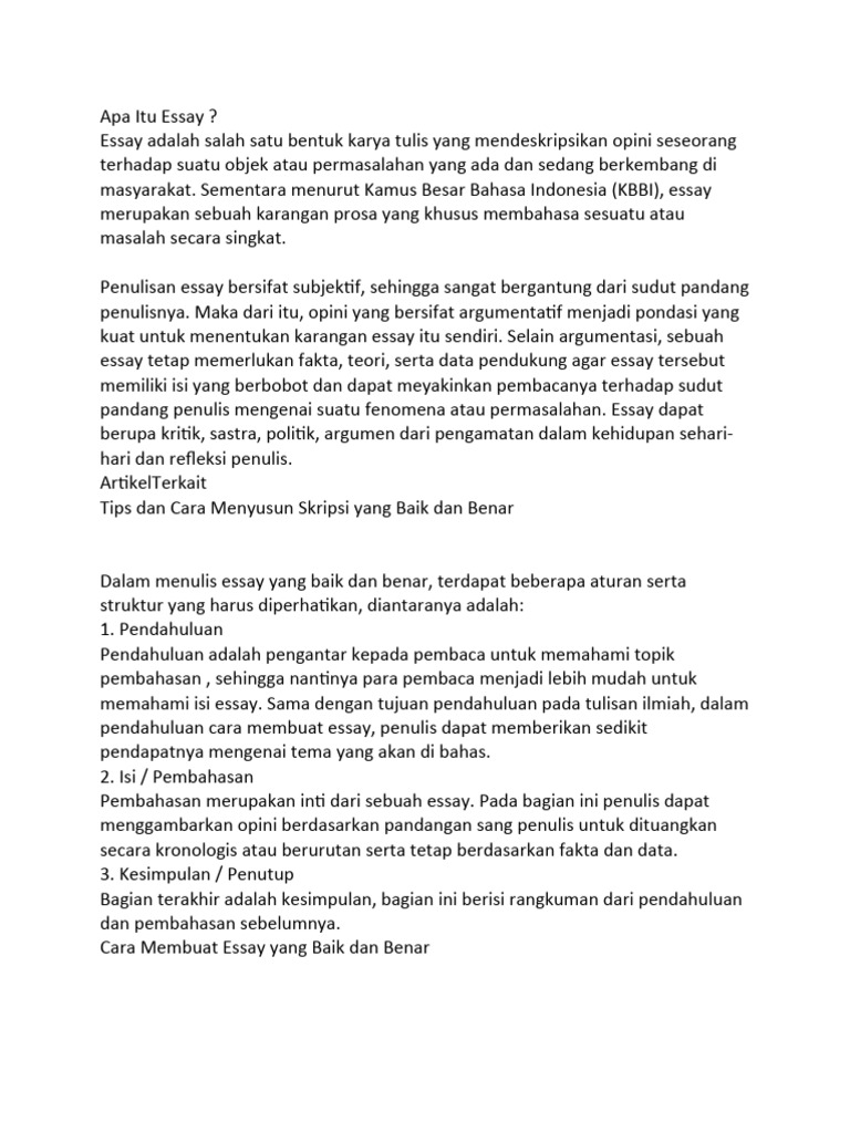 Apa Itu Essay Pdf