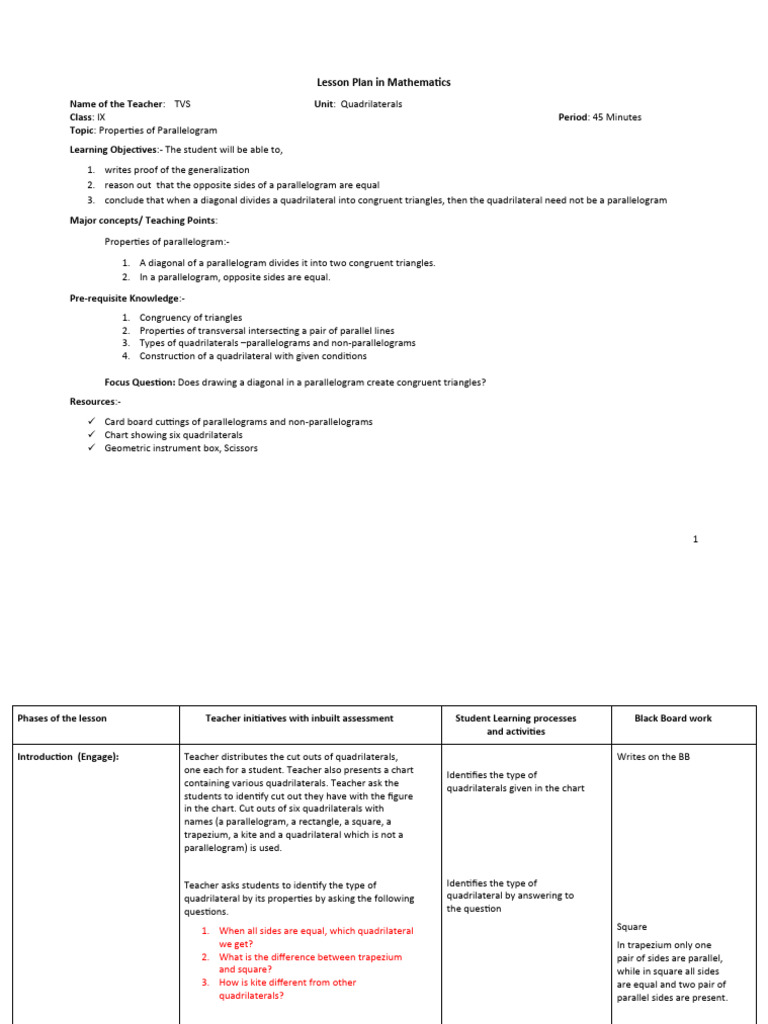 LP Quadrilateral - TVS | PDF | Triangle | Euclidean Geometry