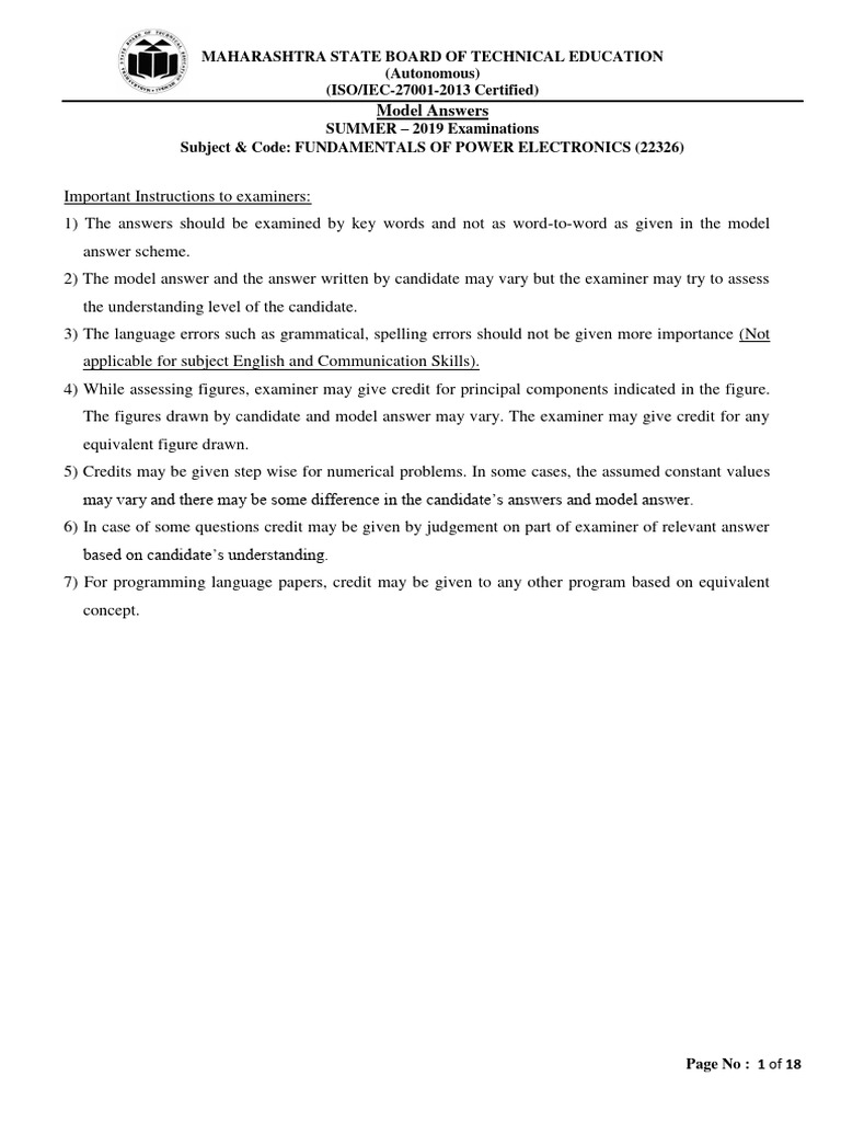 2019 Summer Model Answer Paper (Msbte Study Resources) | PDF | Rectifier | Power Electronics