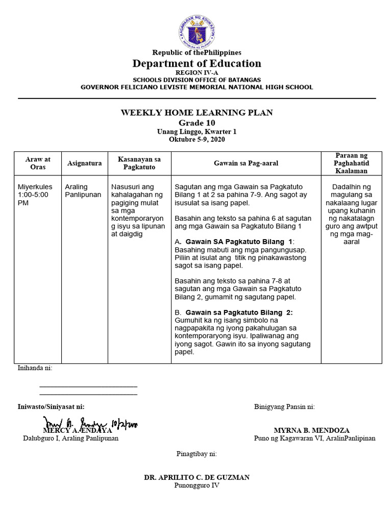 1 Linggo Ap G10 WHLP | PDF
