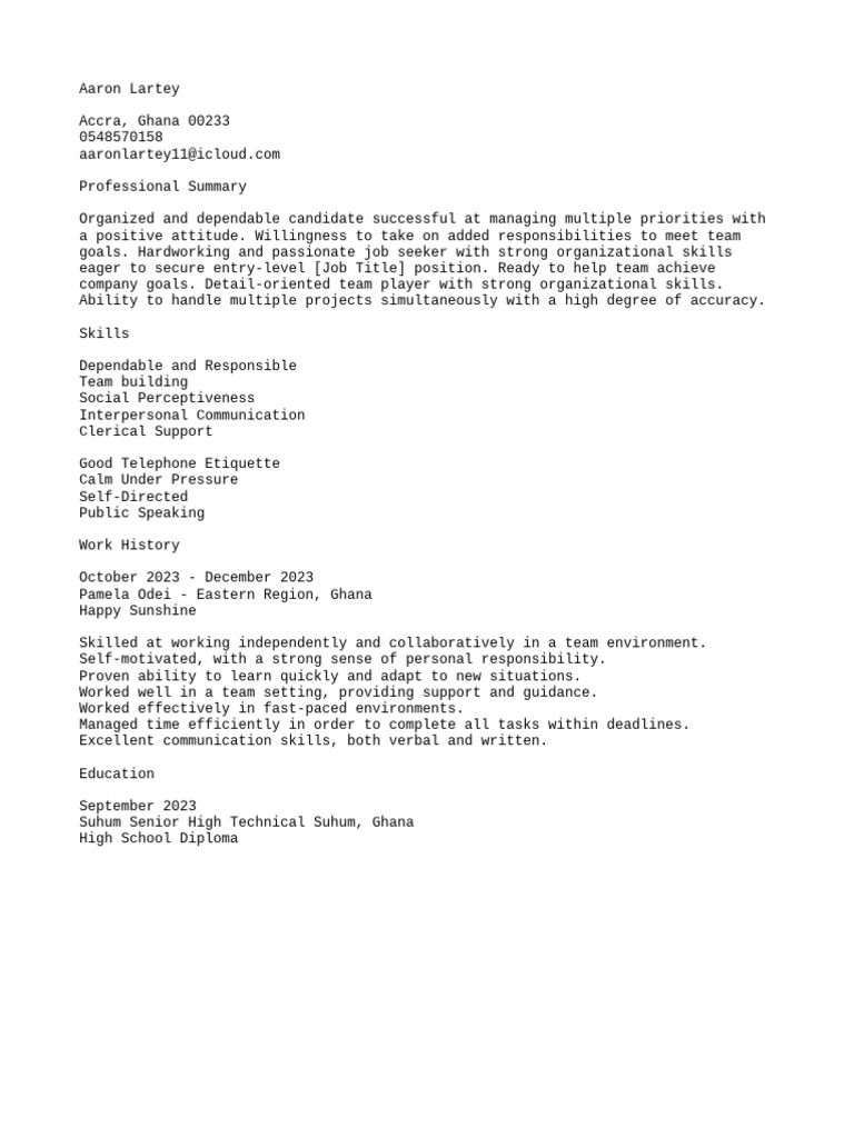 Entry-Level Job Seeker Resume | PDF