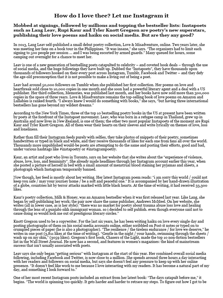 INSTAPOETRY Written Report | PDF | Poetry