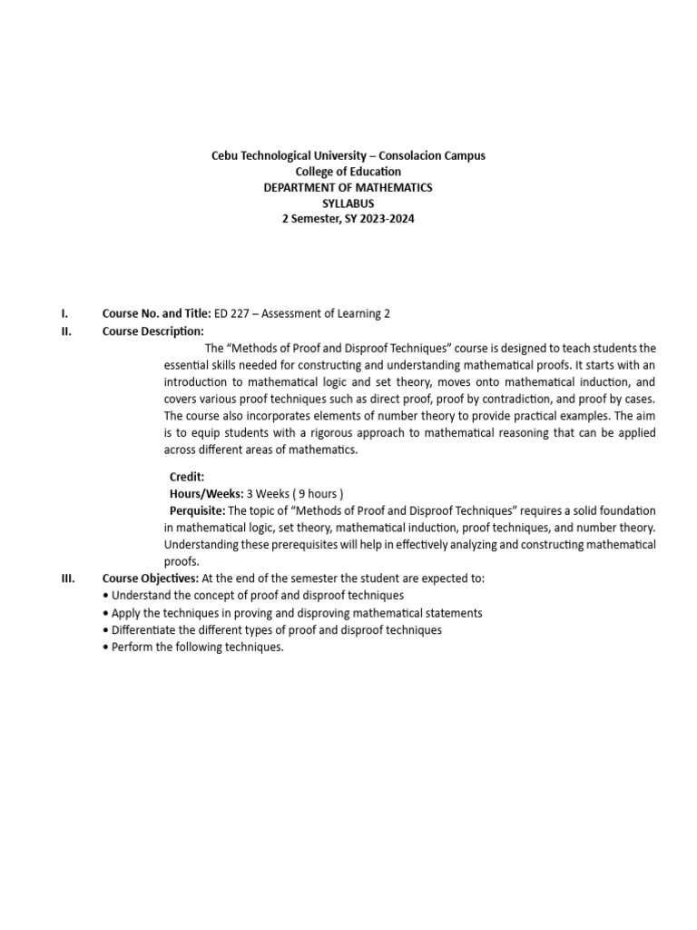 Group 1 Syllabus | Download Free PDF | Mathematical Proof | Mathematics