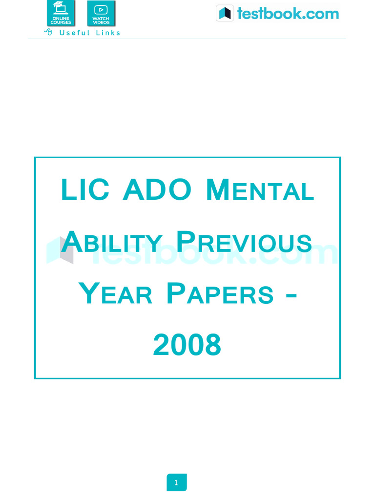 Lic Ado Mental Ability Previous Year Papers - 2008 - Final Be215591 | PDF