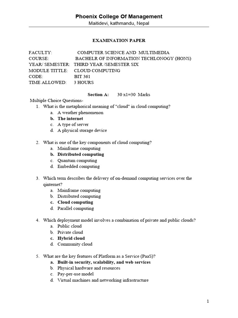 BIT6th Sem Cloud Computing Final - EXAMINATION PAPER - 1 | PDF | Cloud ... BIT6th Sem Cloud Computing Final - EXAMINATION PAPER - 1 | PDF | Cloud ...