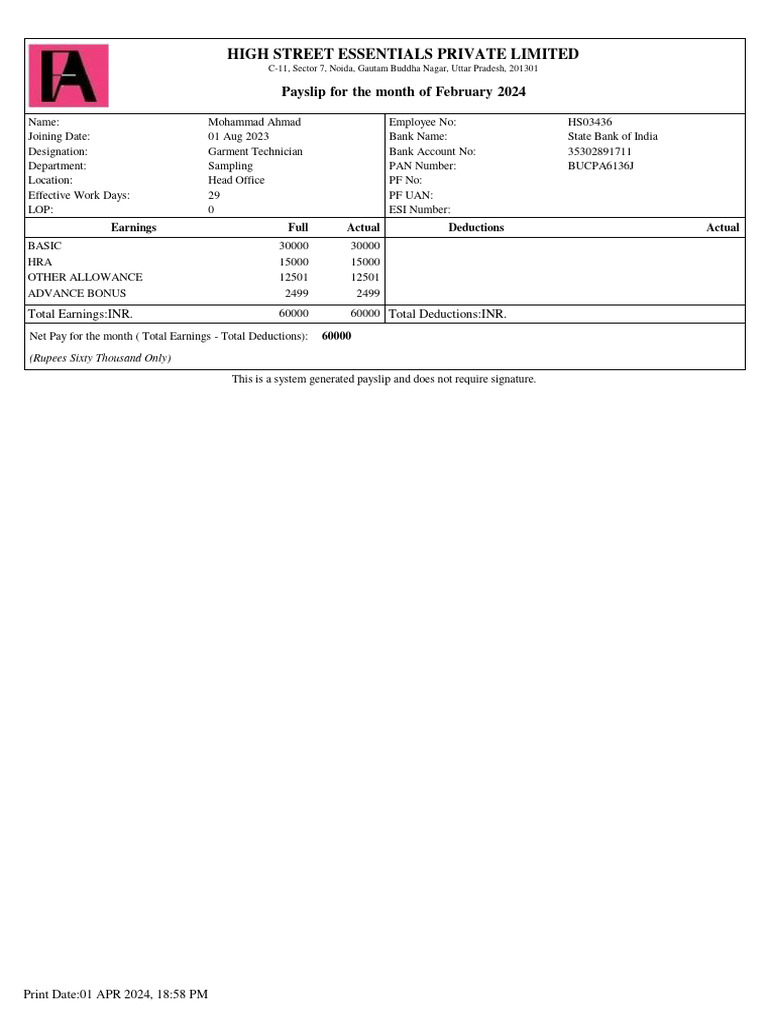 Payslip Feb 2024 | PDF