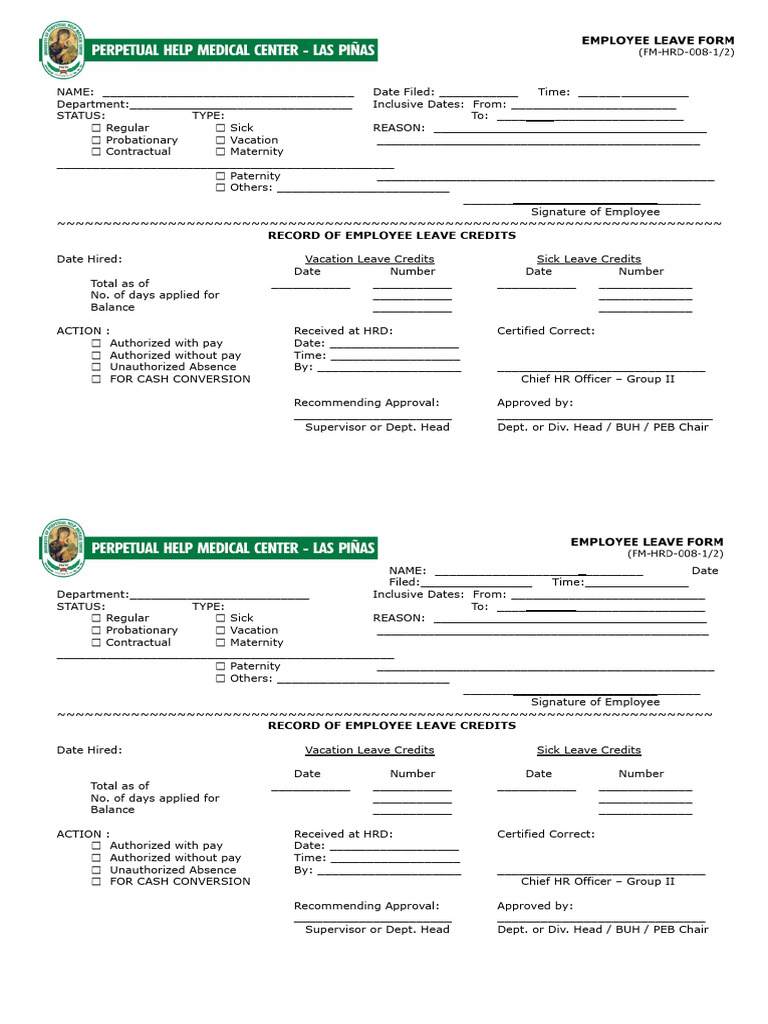 Employee Leave Application Form | PDF | Business Ethics | Working Time