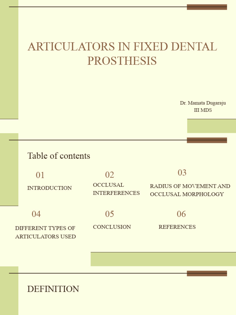 Articulators in FPD | Download Free PDF | Tooth | Dentistry Branches
