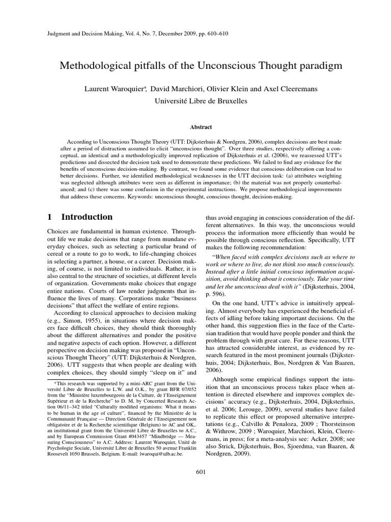 Methodological Pitfalls of The | Download Free PDF | Thought | Cognition