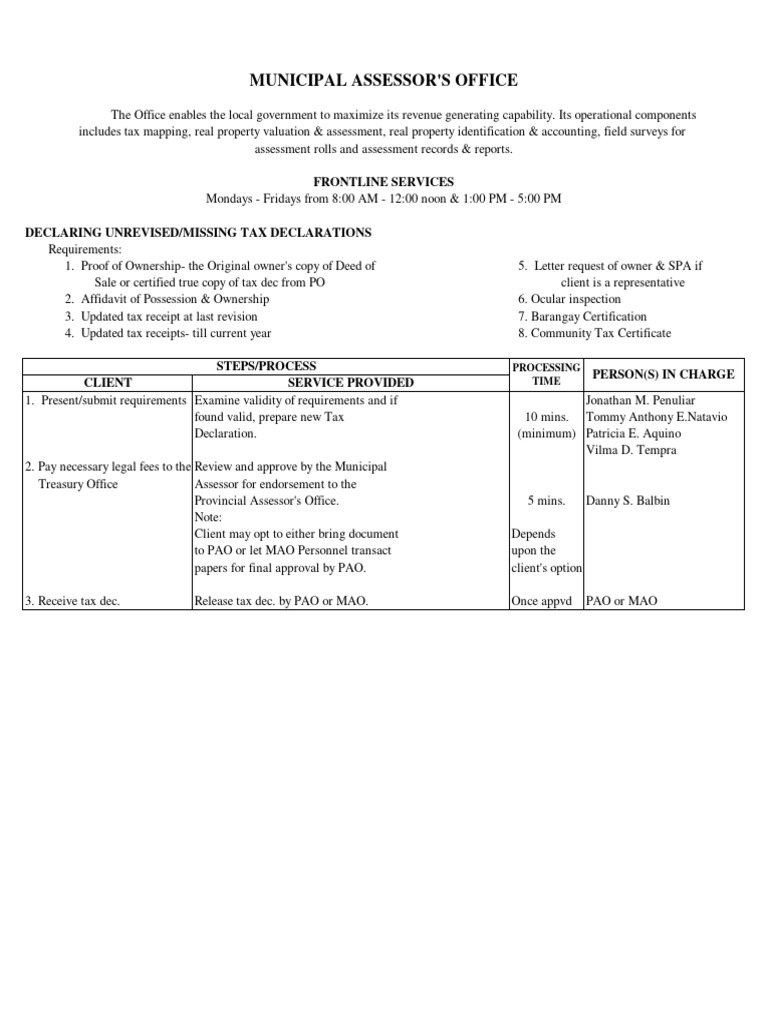 Assr Declaring Unrevised or Missing Tax Declaration | PDF | Taxes | Receipt