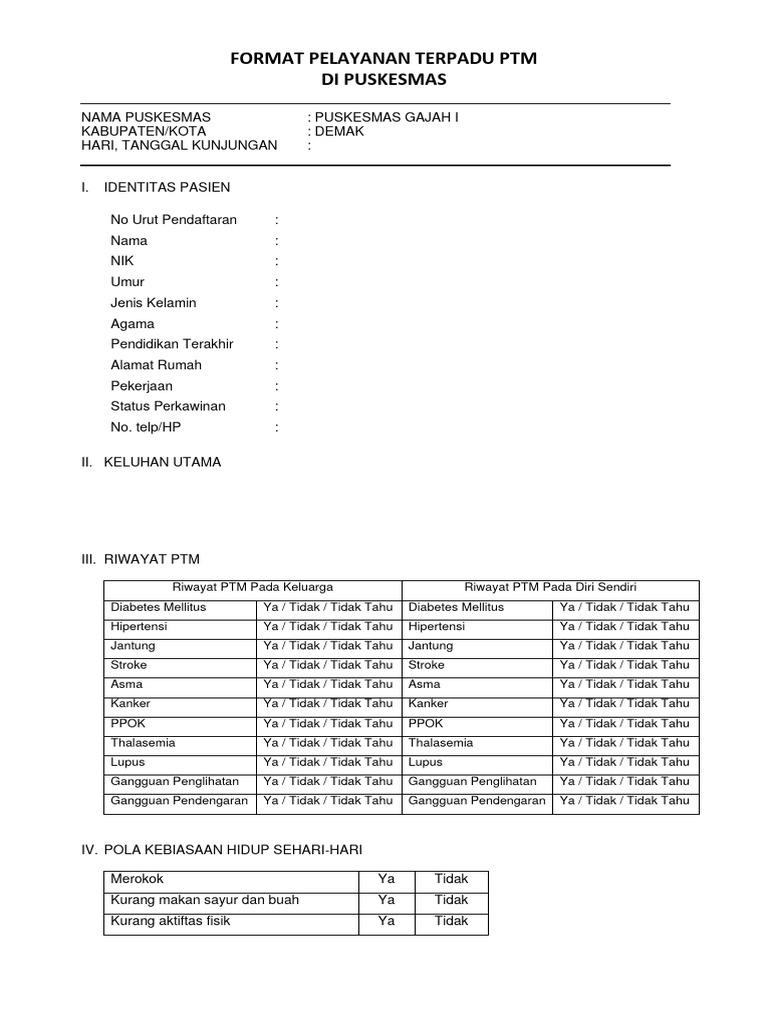Format Pelayanan Terpadu Ptm.. | PDF