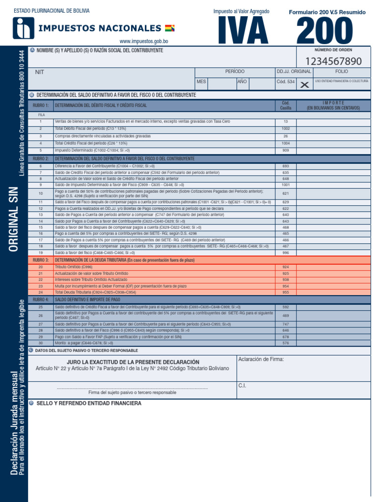 FORM 200 v.5 Resumido | PDF | Impuestos | Impuesto al valor agregado