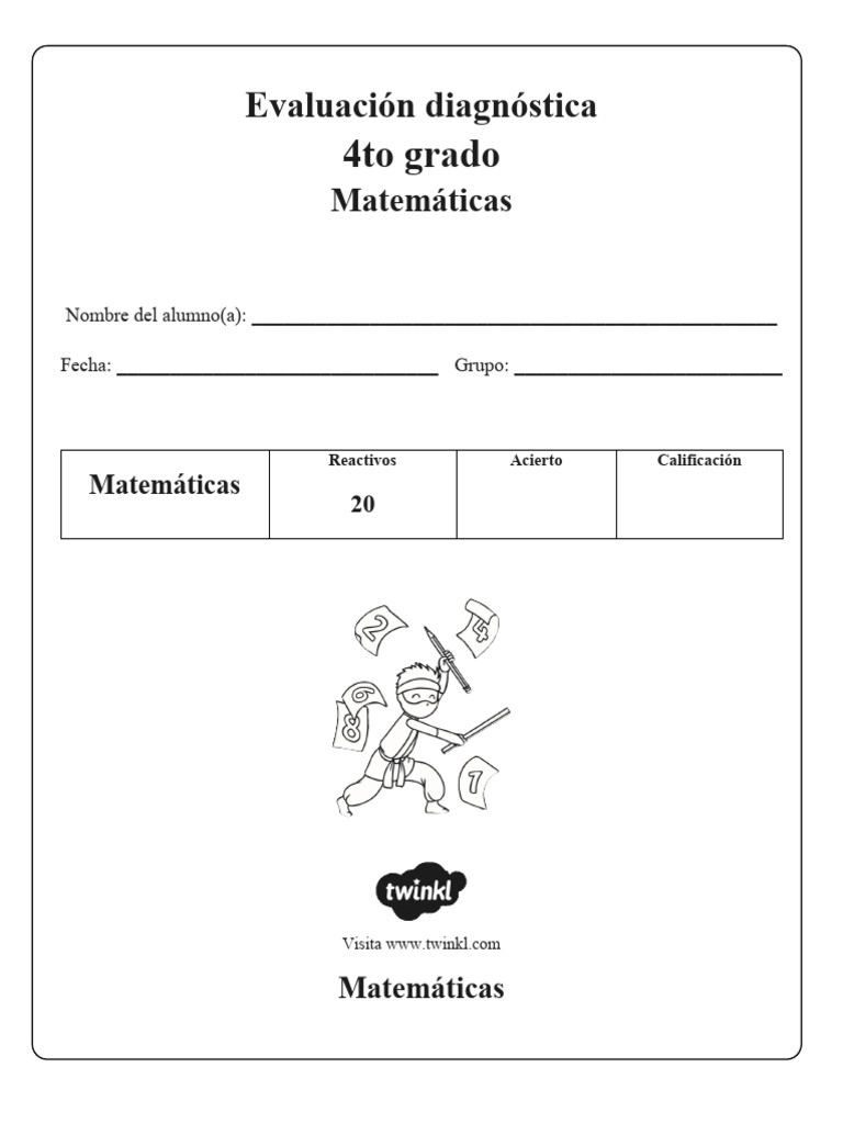 Evaluación Diagnóstica Matemáticas 4to Grado | PDF | División ...
