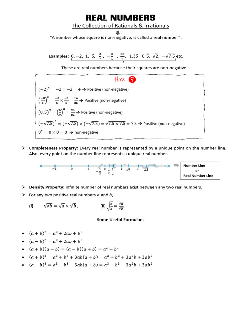 Real Numbers 1D | PDF