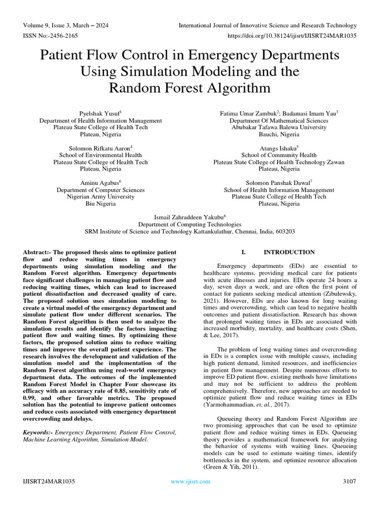 Patient Flow Control in Emergency Departments Using Simulation Modeling ...