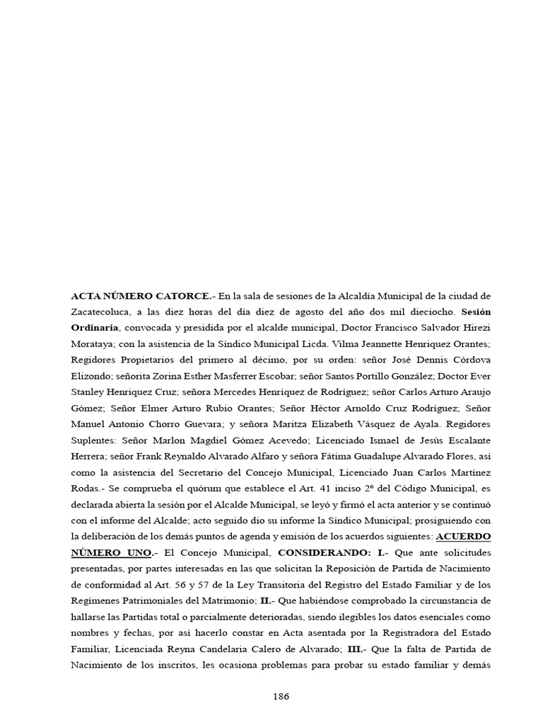 Acta 14 - 2018 - 2021 LAIP | Descargar gratis PDF | El Salvador | Alcalde