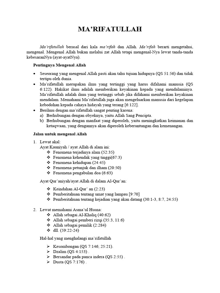 Pentingnya Ma’rifatullah dan Ma’rifatul Rasul | PDF