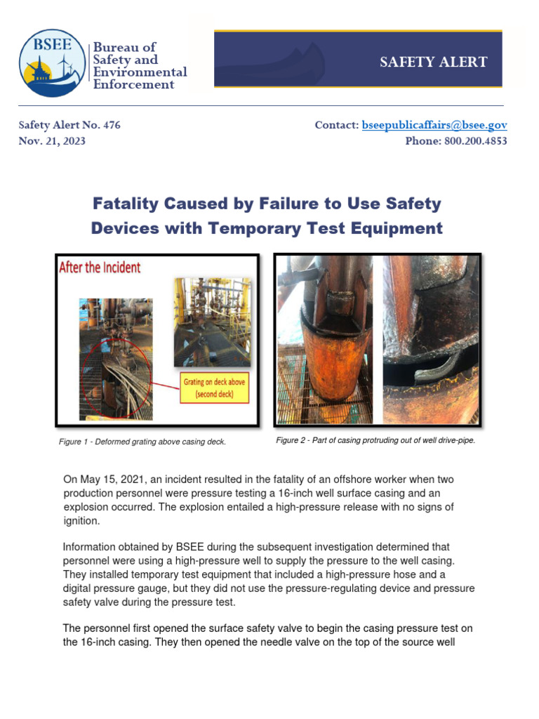 Safety Alert: EI 476 - Fatal Explosion Incident | PDF | Pressure | Safety
