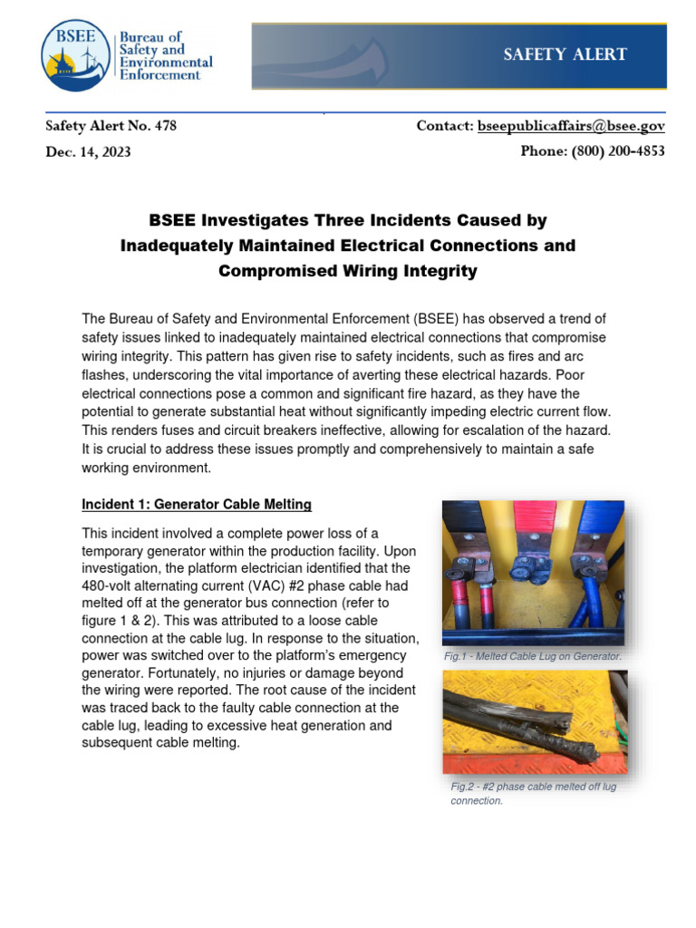 BSEE Safety Alert 478 - Inadequately Maintained Electrical Connections ...