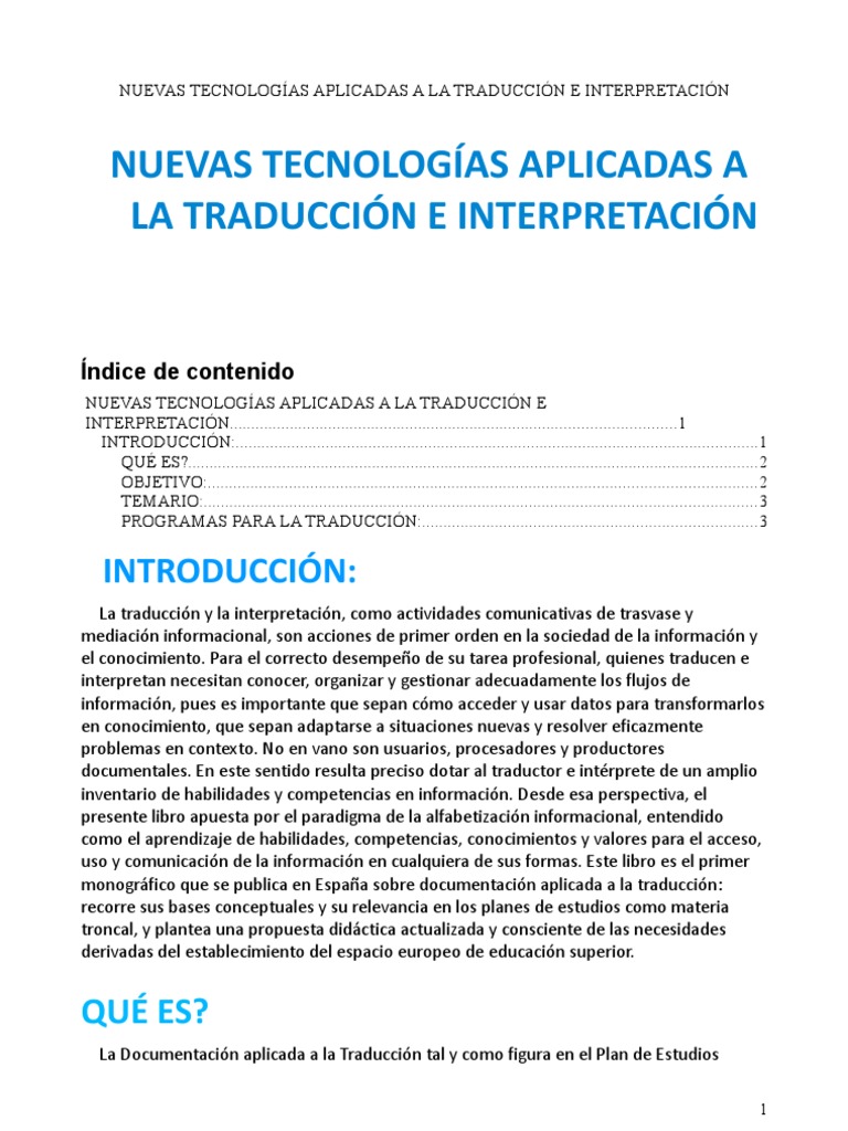 Nuevas Tecnologías Aplicadas A La Traducción E Interpretación Pdf