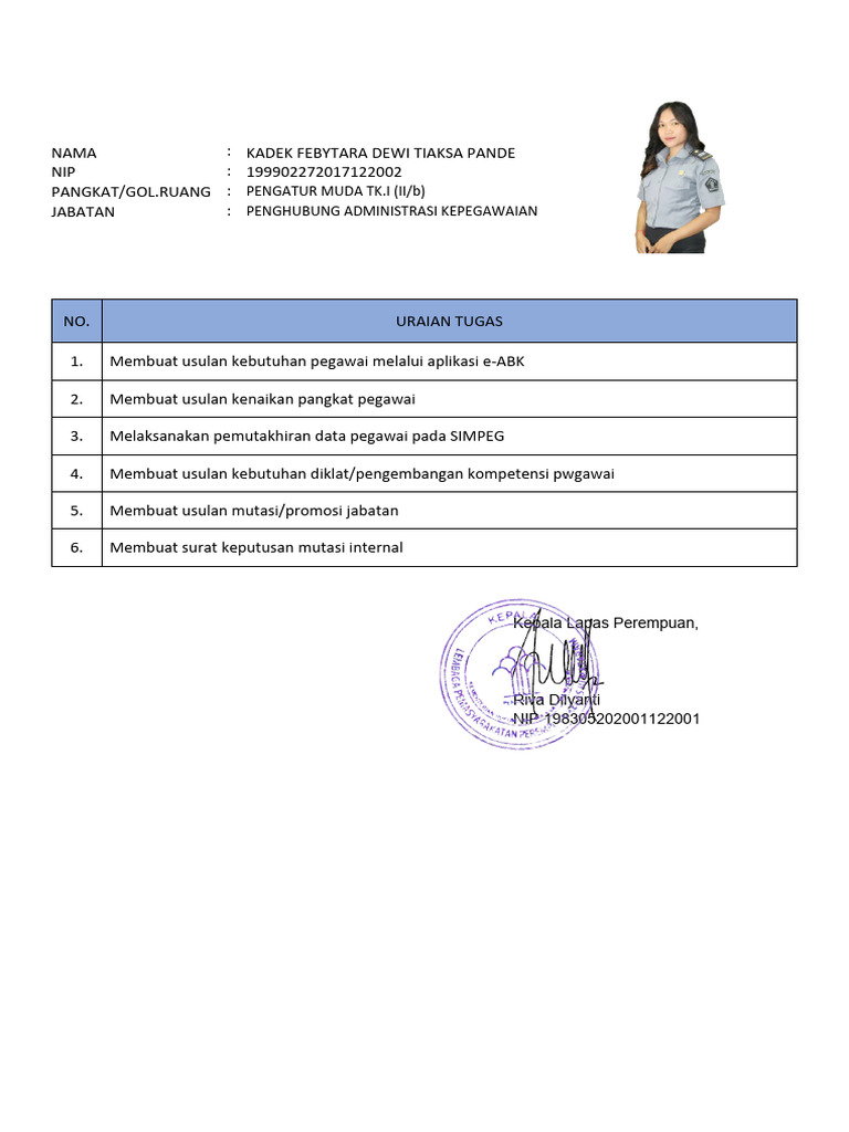 Format Uraian Tugas Pegawai | PDF