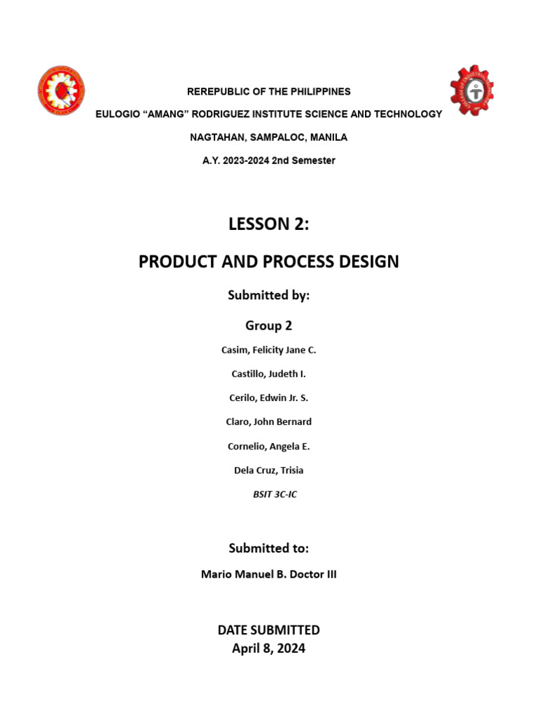 Group 2 Product and Process Design | PDF | New Product Development ...