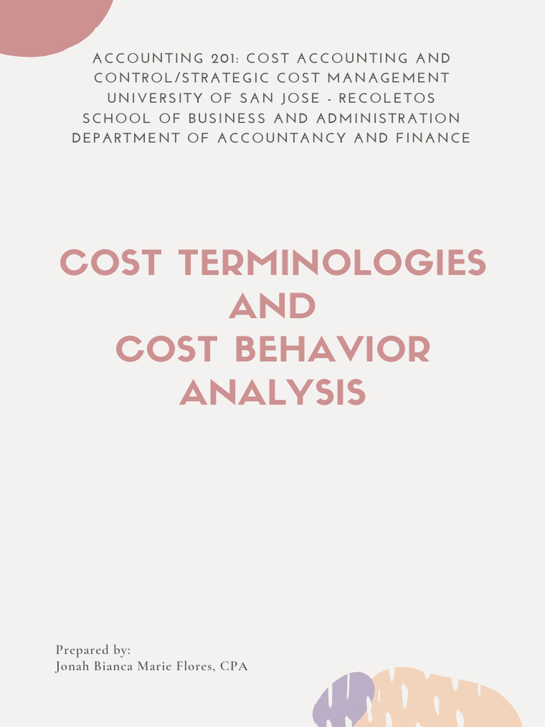 Topic Outline For Topic 2 Cost Terminologies and Cost Behavior Analysis | PDF | Cost Accounting ...