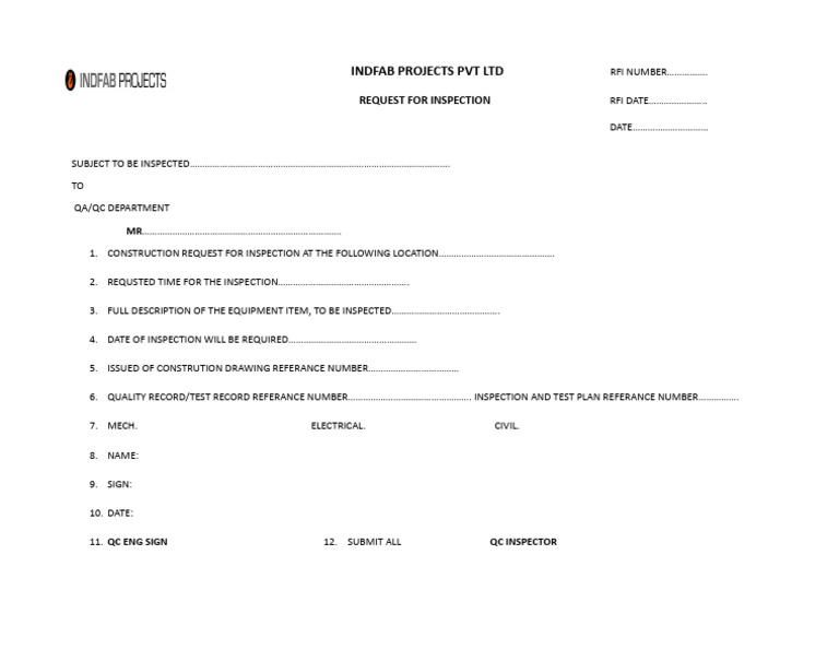 Construction Inspection Request Form | PDF