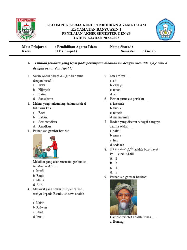 Soal Pas Pai Kelas 4 Semester 2 | PDF