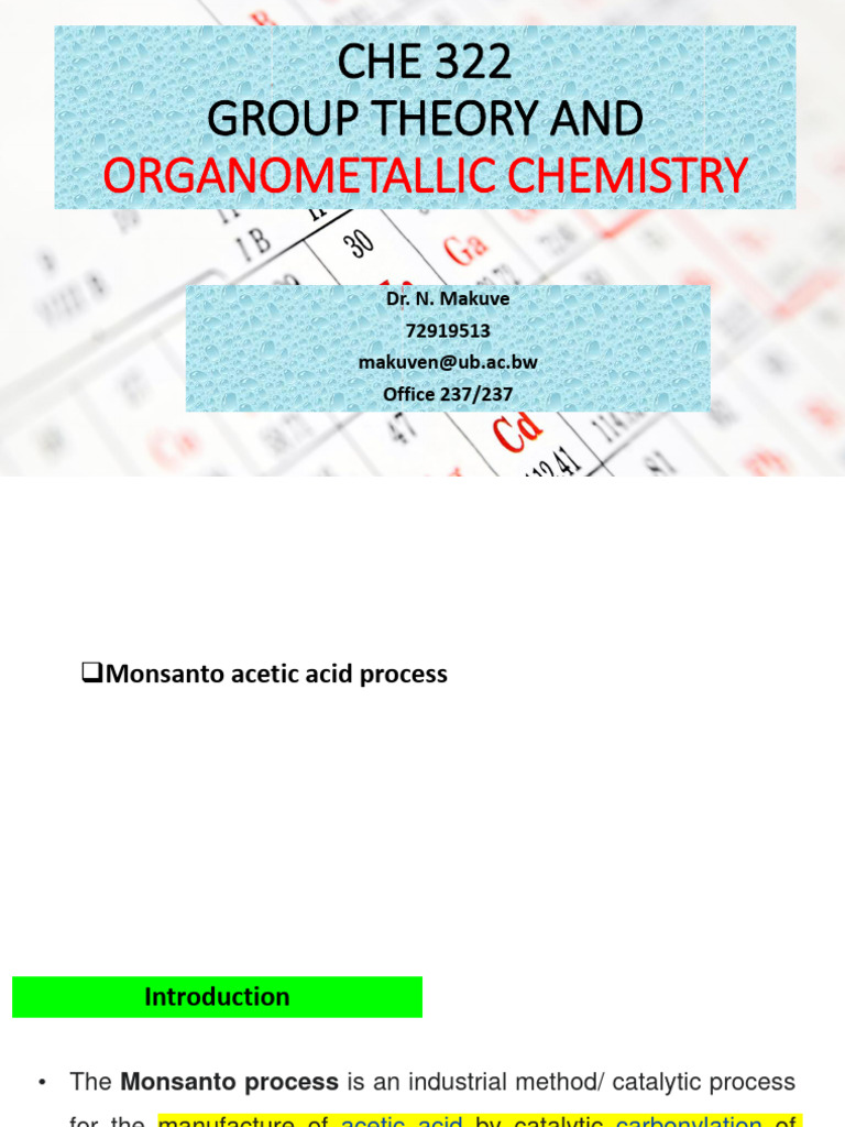 CHE 322_Monsanto acetic acid process | PDF