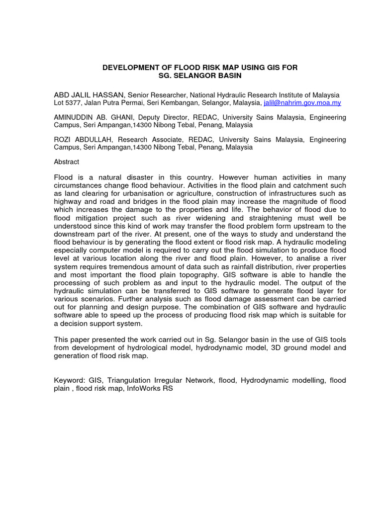 Flood Risk Mapping for Selangor | PDF | Flood | Geographic Information ...
