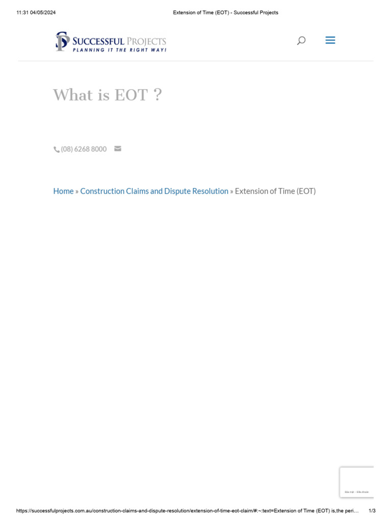 Extension of Time (EOT) - Successful Projects | PDF | Contract Law ...
