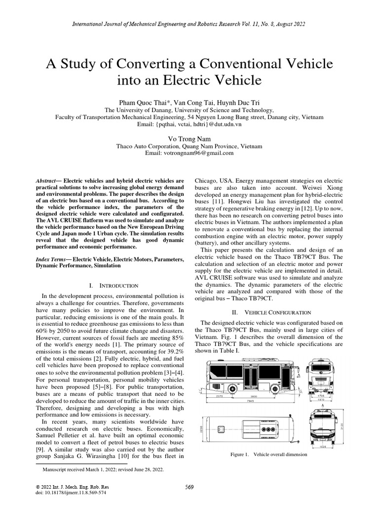 A Study of Converting A Conventional Vehicle Into An Electric Vehicle ...