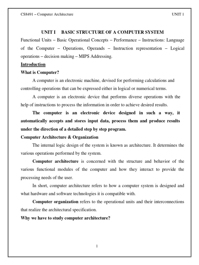 Computer Architecture Basics Overview | PDF | Computer Data Storage ...