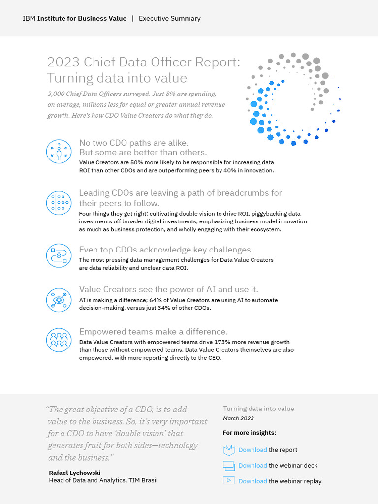 ONE PAGER INTERNAL - 2023 IBV CDO Study Turning Data Into Value | PDF