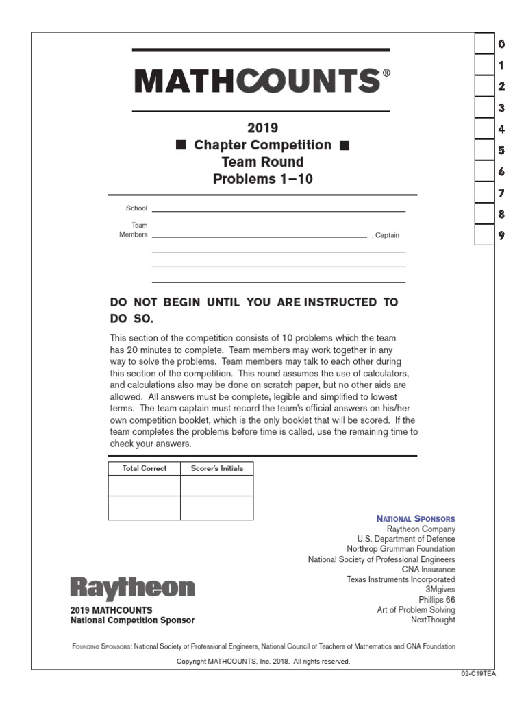 2019 Chapter Competition Team Round | PDF | Area | Triangle 2019 Chapter Competition Team Round | PDF | Area | Triangle