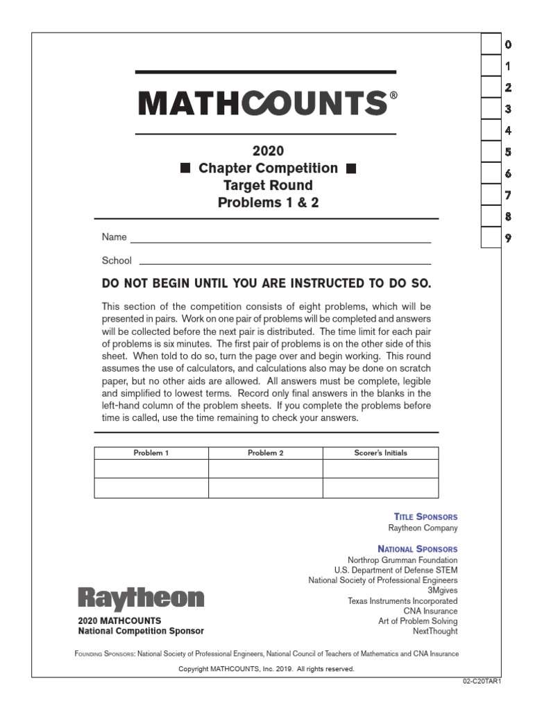 2020 Chapter Competition Target Round | PDF | Area | Mathematics