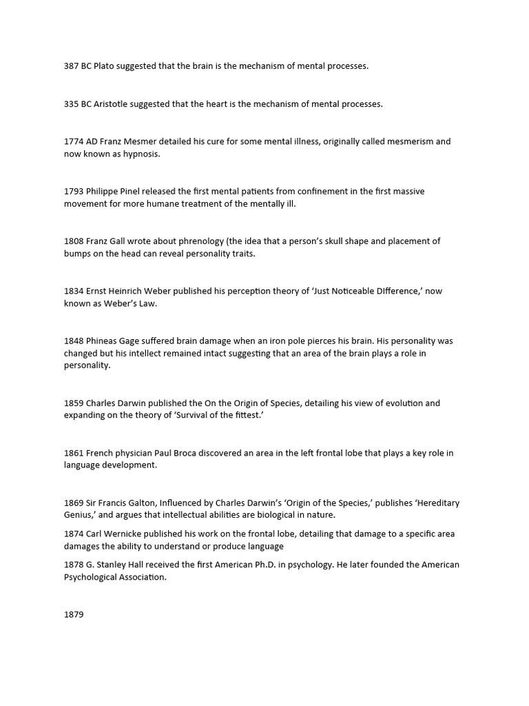 Psychology Timeline | PDF | Psychology | Psychotherapy