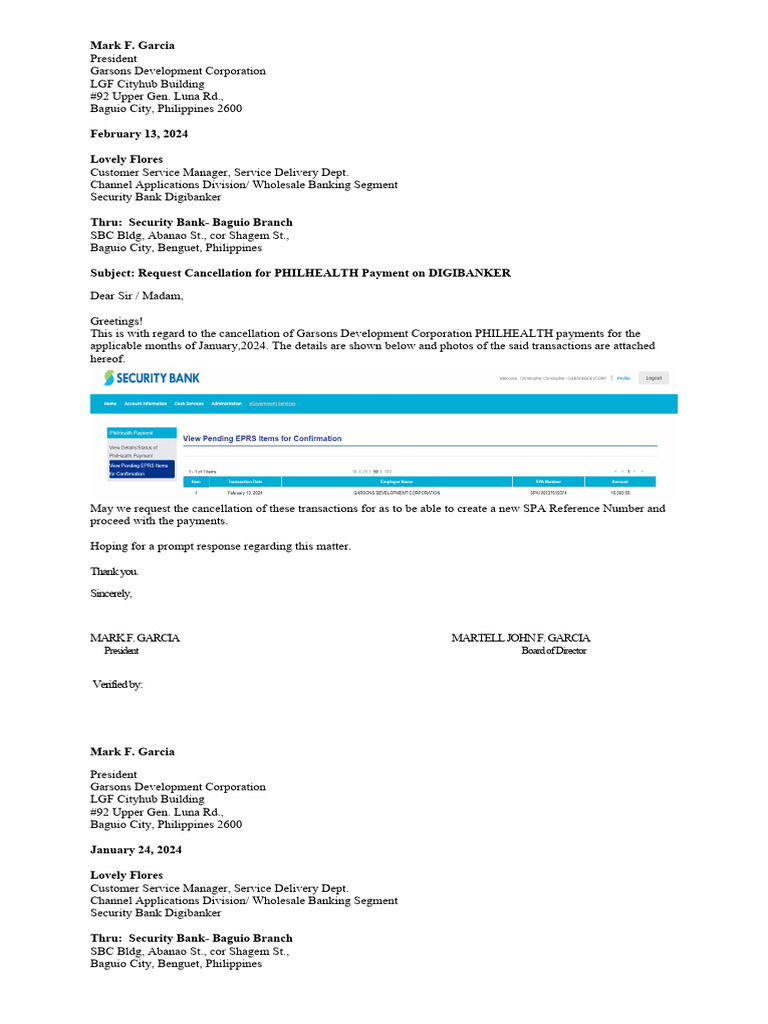 Letter To Security Banker | PDF | Banks | Service Industries